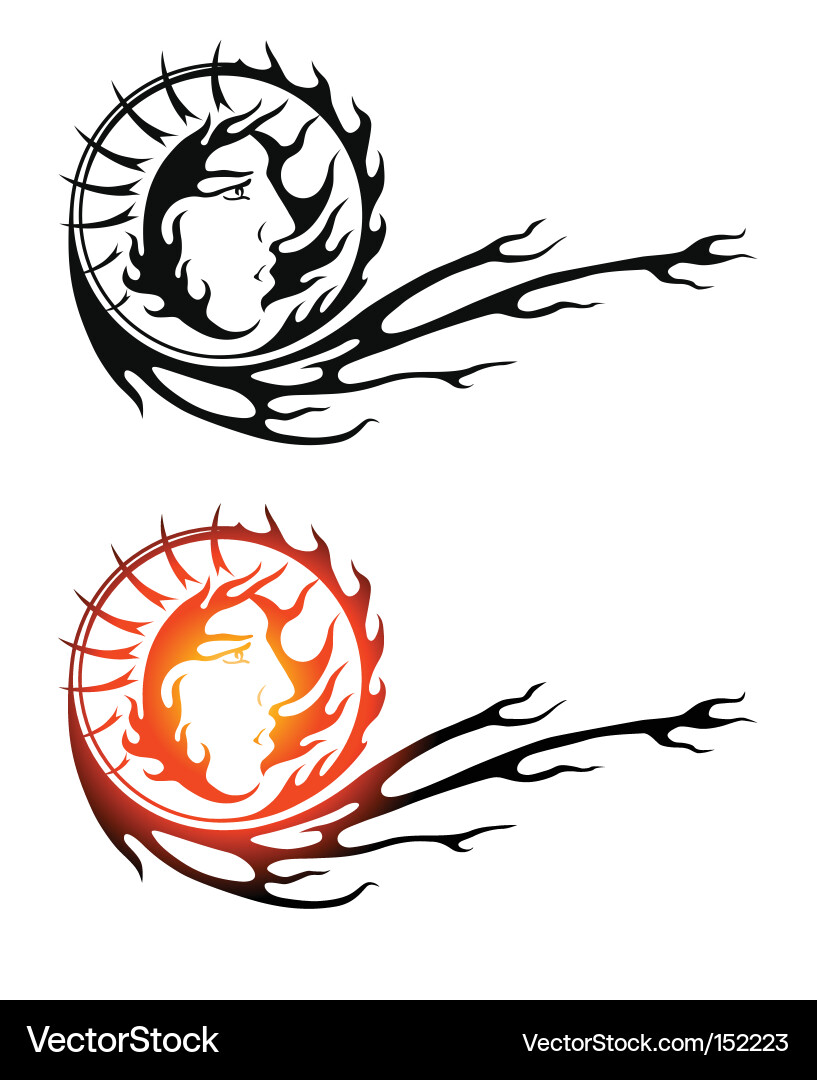 Abstract tattoo with human face Royalty Free Vector Image