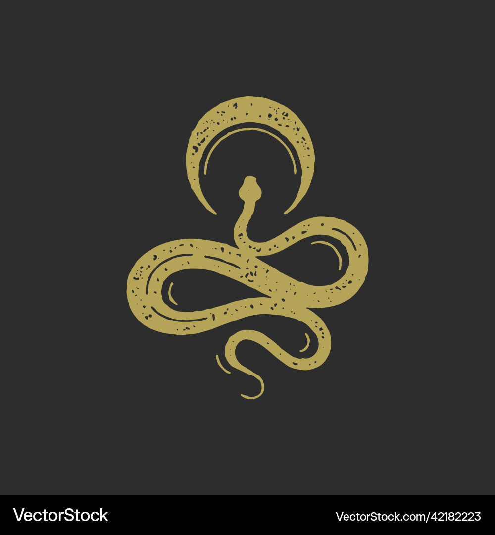 Antique curved snake with half moon crown esoteric