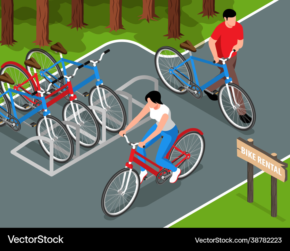 Bike rental isometric Royalty Free Vector Image