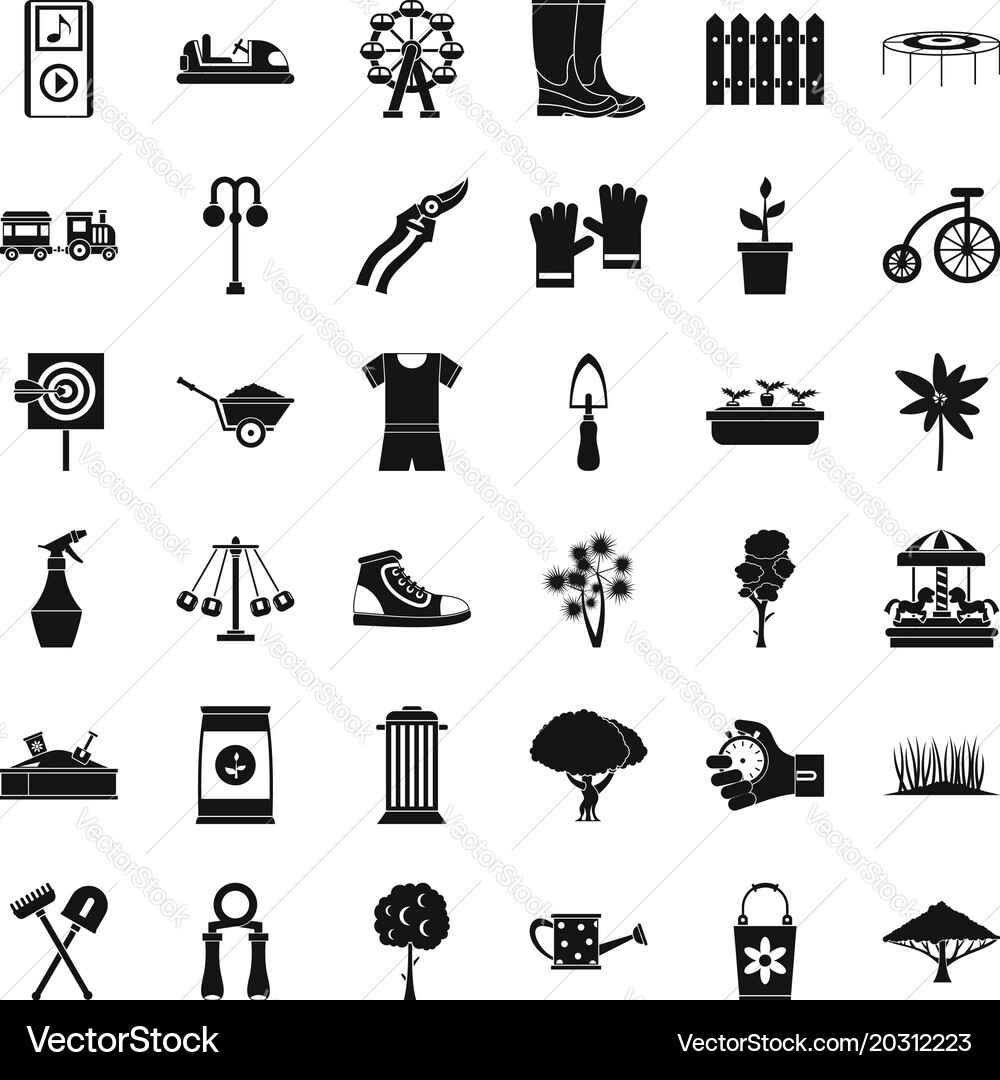 Community garden icons set simple style Royalty Free Vector