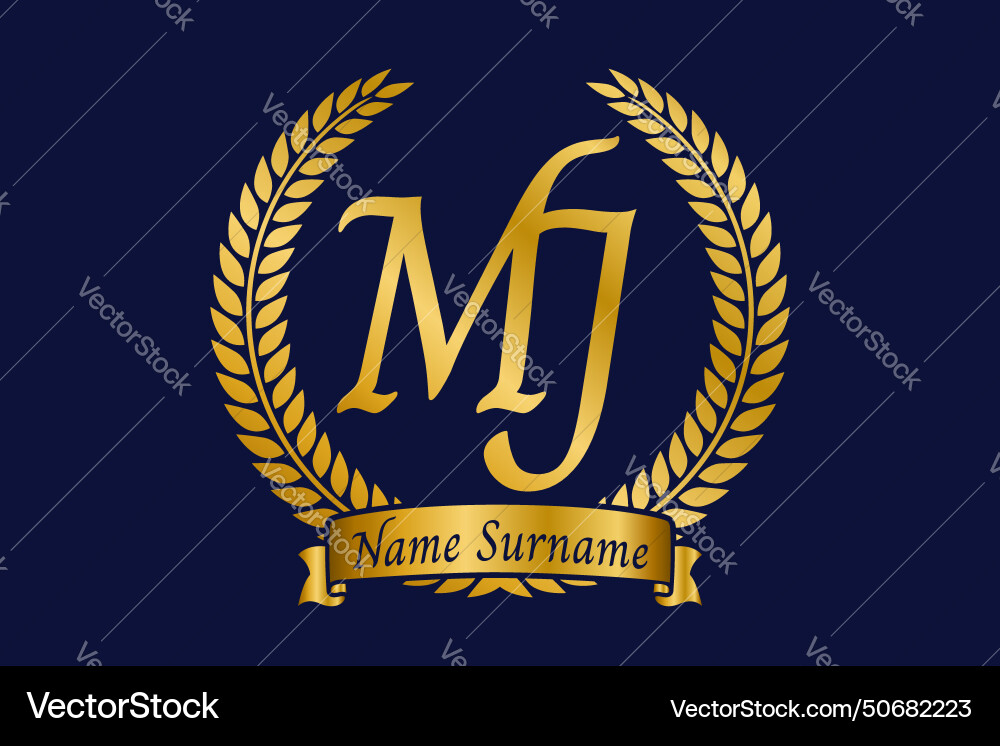 Initial letter m and j mj monogram logo design Vector Image