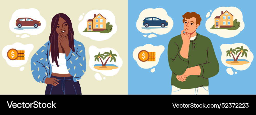 People plan expenses thoughtful man and woman Vector Image
