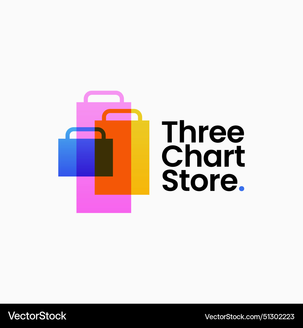 Shop shopping bag three triple chart store logo Vector Image