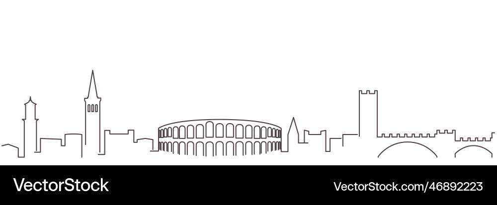 Verona dark line simple minimalist skyline Vector Image