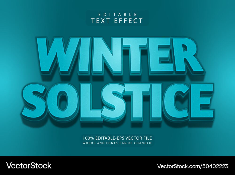 Winter solstice editable text effect 3 dimension Vector Image