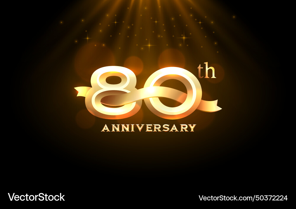 Anniversary 80th year golden celebration Vector Image
