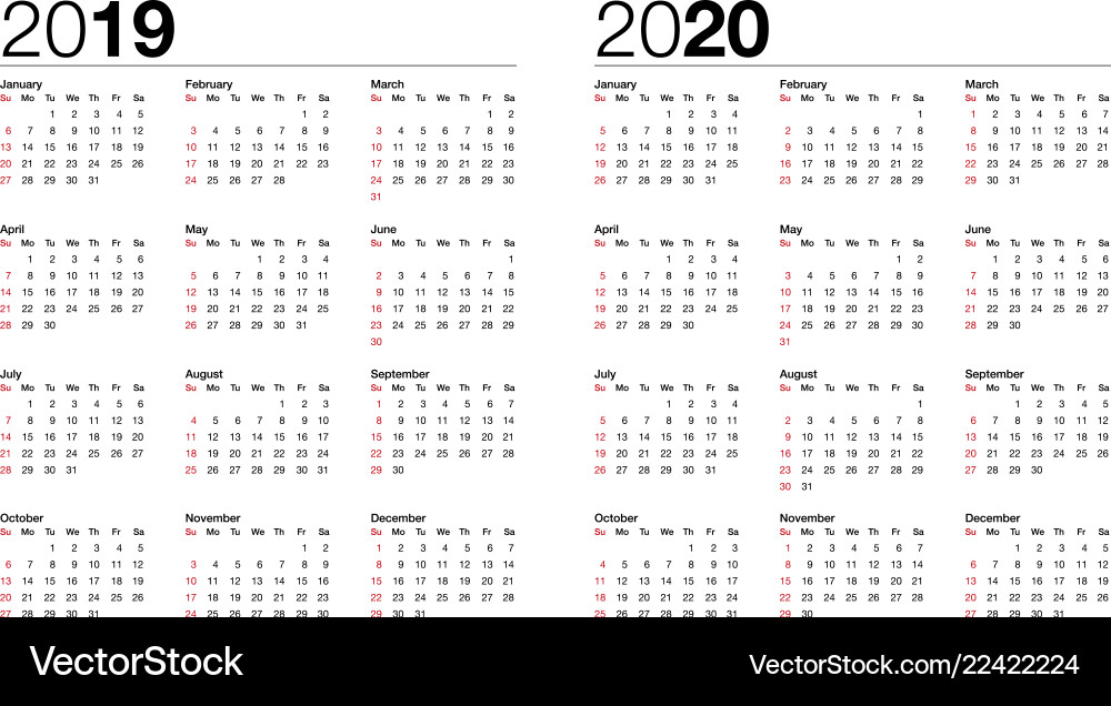 Calendar for 2017 and 2018 Royalty Free Vector Image