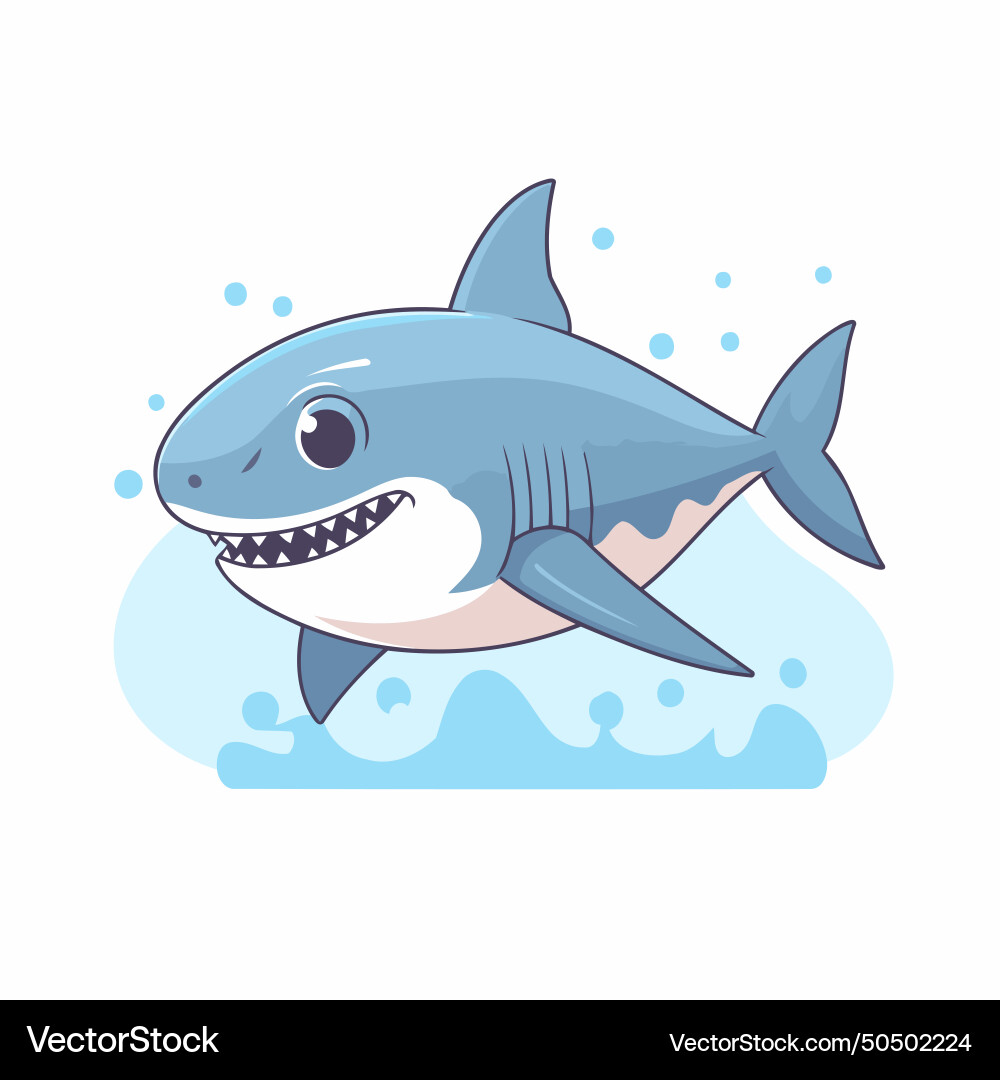 Cute cartoon shark isolated on a white background Vector Image