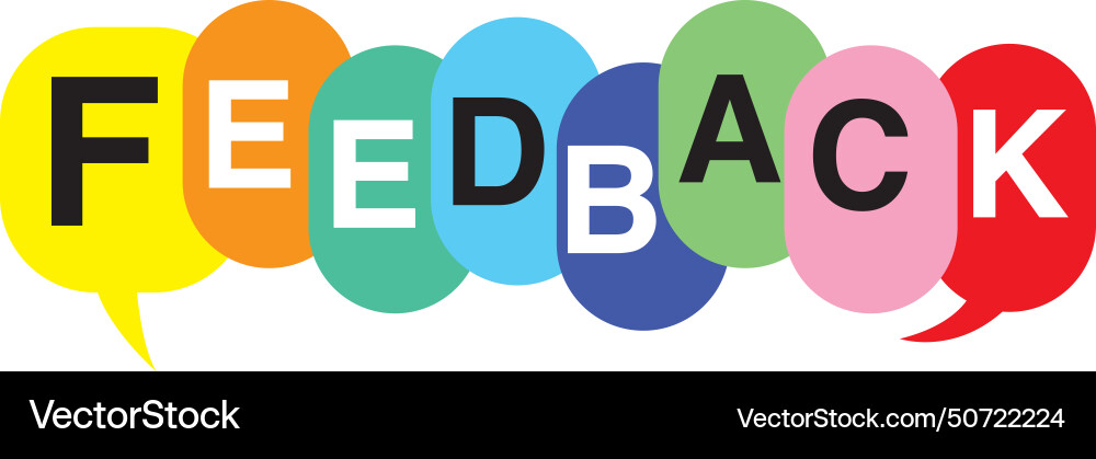 Feedback on speech colored bubbles Royalty Free Vector Image