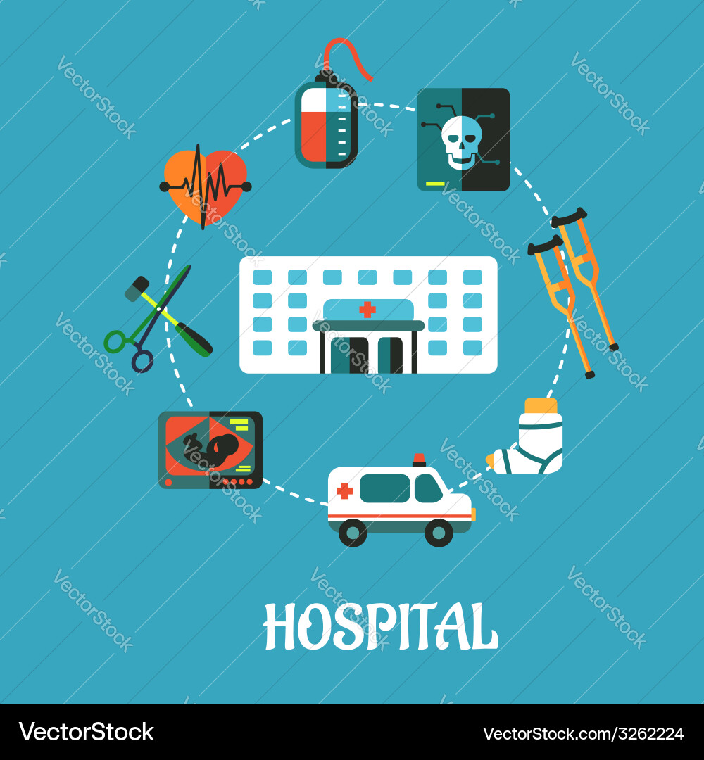 Hospital flat inforgraphic design Royalty Free Vector Image