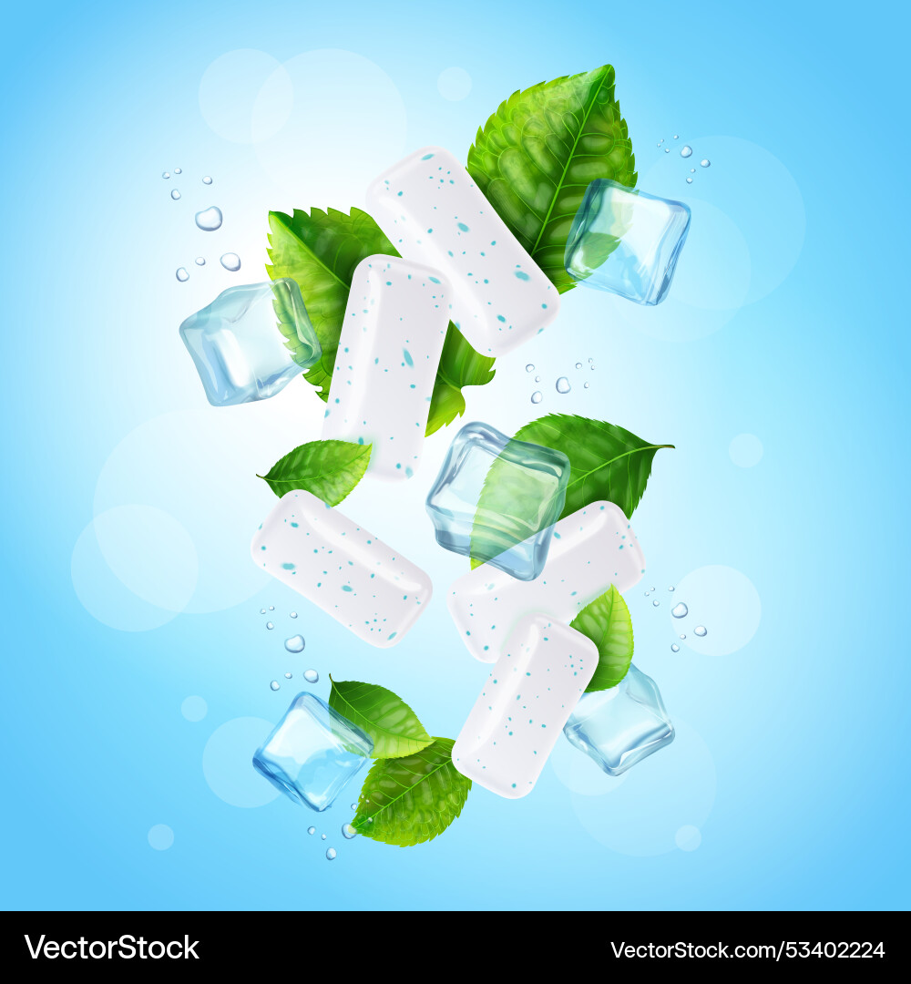 Ice mint gum chewing pad peppermint flavor Vector Image