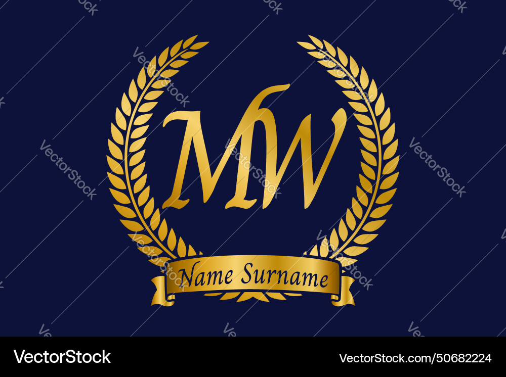 Initial letter m and w mw monogram logo design Vector Image