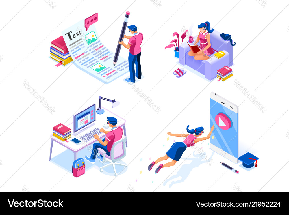 Isometric icons for web page Royalty Free Vector Image