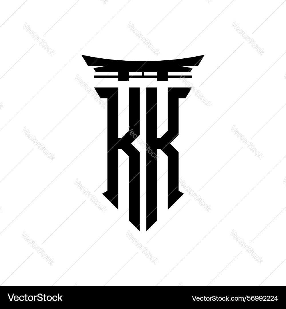 Kk geometric monogram logo torii japanese gate Vector Image