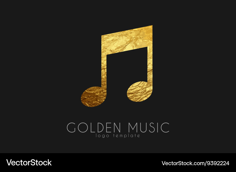 Music note golden logo design Royalty Free Vector Image