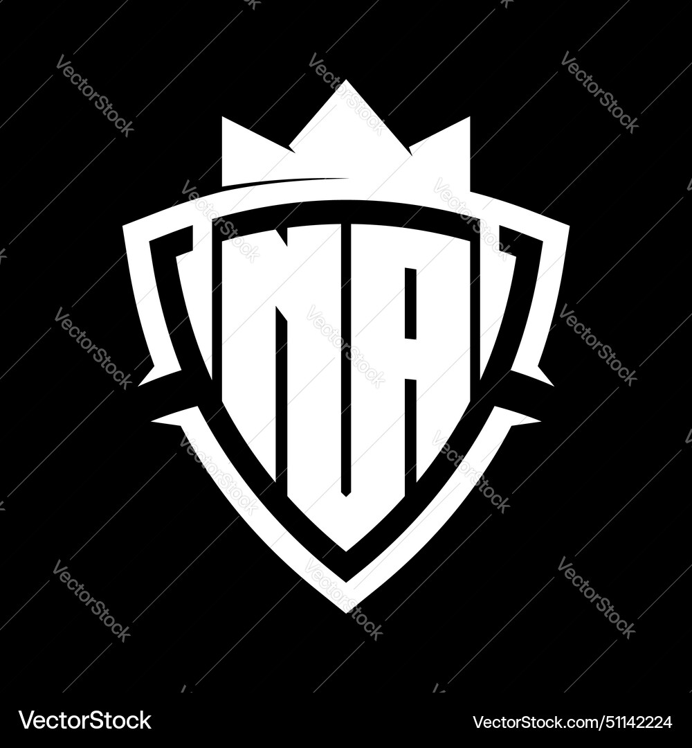 Na letter monogram with triangle curve shield Vector Image