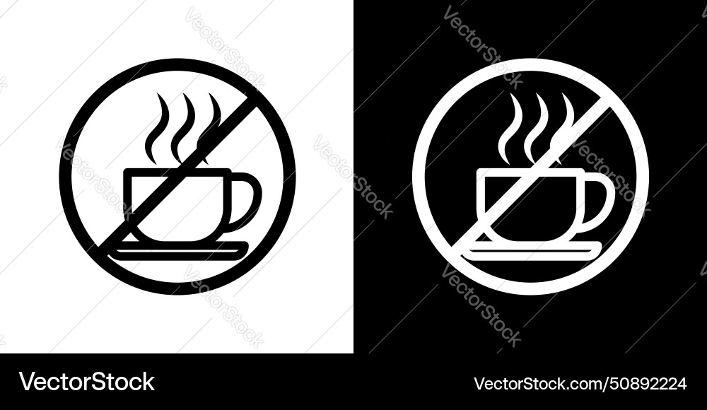 No coffee cup sign icon set prohibition Royalty Free Vector