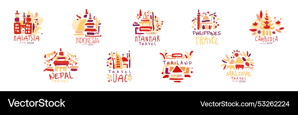 Travel time original label design with destination