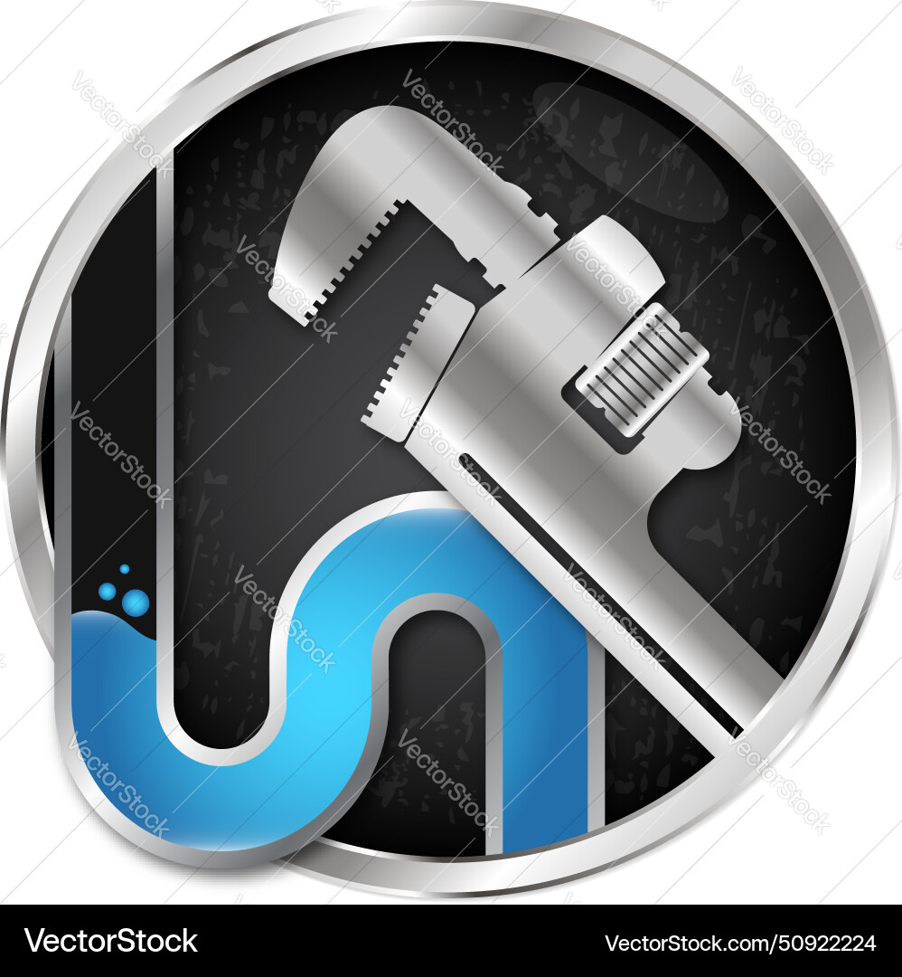 Water key and pipe symbol for plumbing Royalty Free Vector