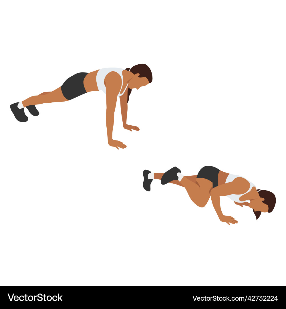 Woman doing spider man push up exercise Royalty Free Vector