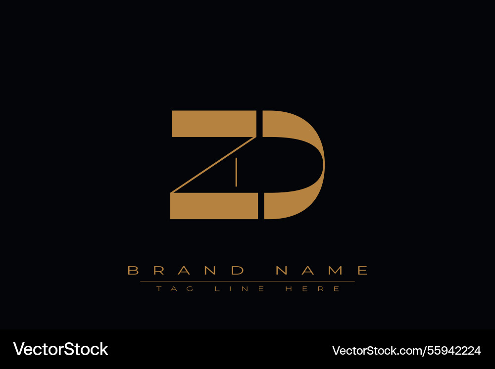 Zd initial letter logo design Royalty Free Vector Image
