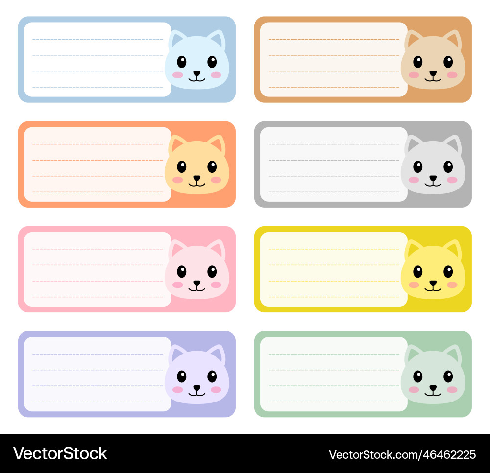 Back to school notebook labels sticker set Vector Image