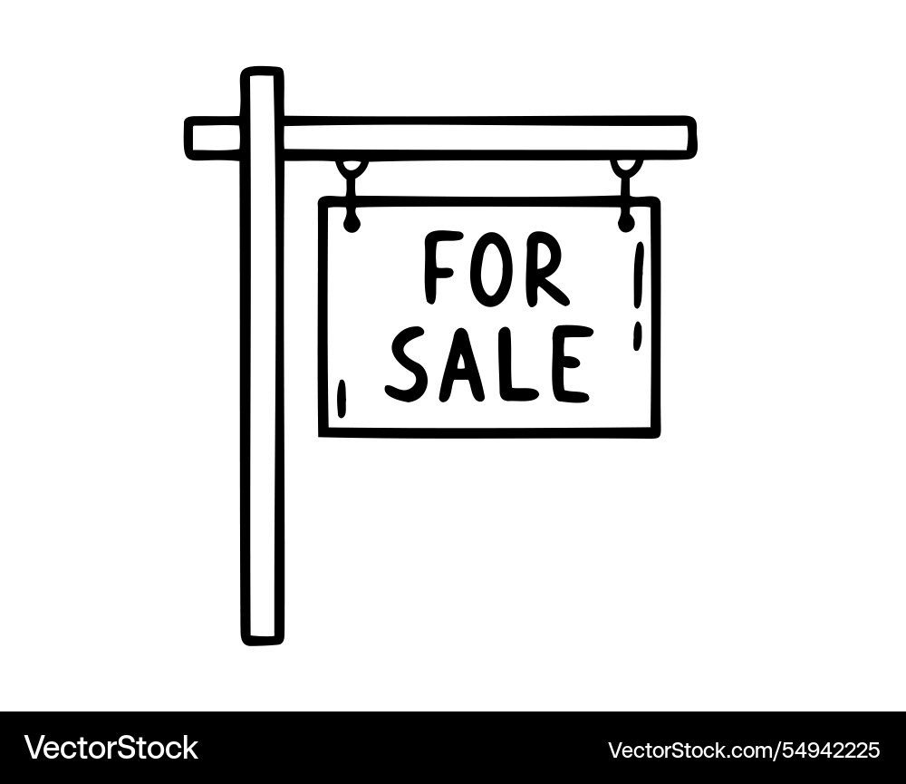 Basic for sale sign doodle hand drawn icon Vector Image
