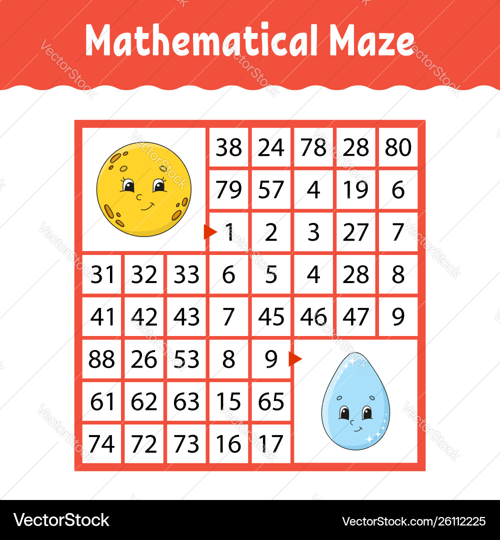 Colorful Maze Worksheet for Kids Royalty Free Vector Image