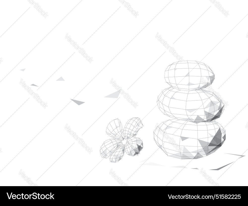 Fragment a012 three stones and flower Royalty Free Vector