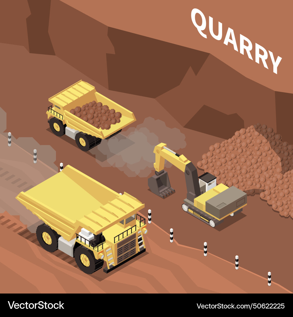 Mining machinery isometric Royalty Free Vector Image