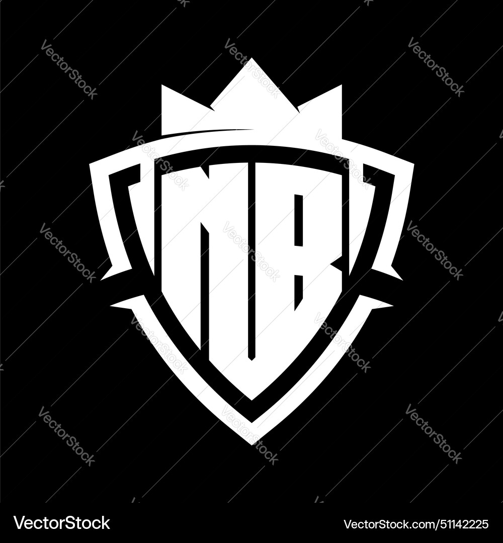 Nb letter monogram with triangle curve shield Vector Image