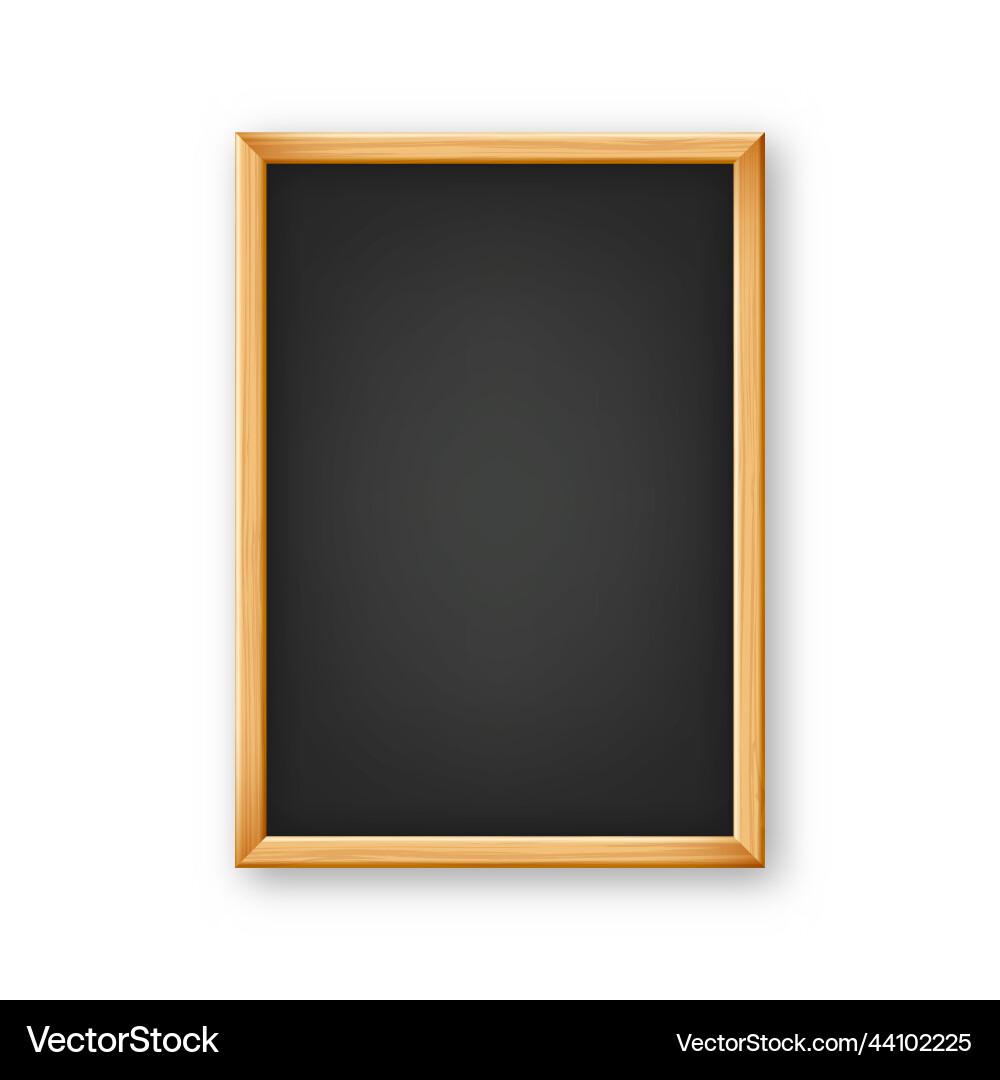 Realistic blank chalkboard in a wooden frame Vector Image