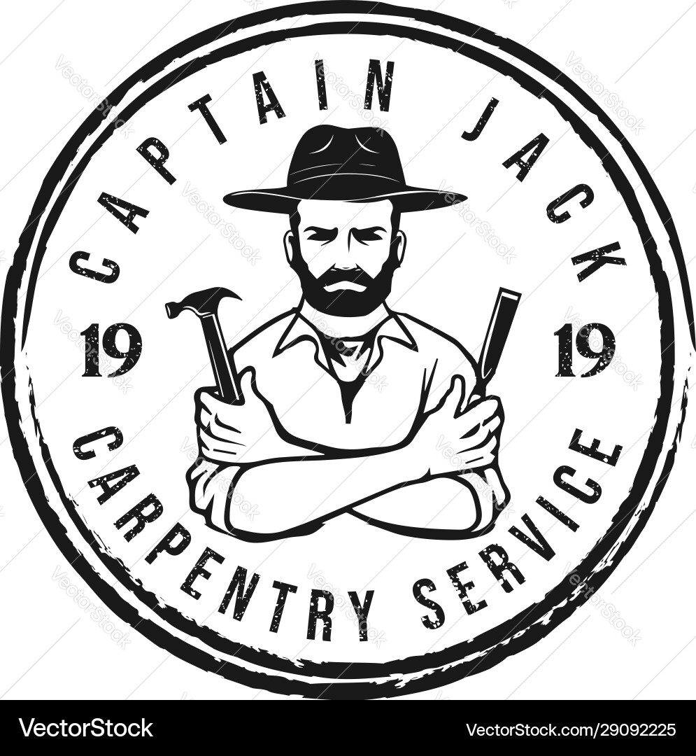 Sägewerk Tischler Tischler Logo oder Label Vektorbild