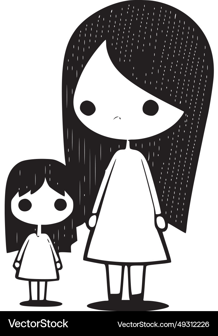 Big sister - black and white isolated icon Vector Image