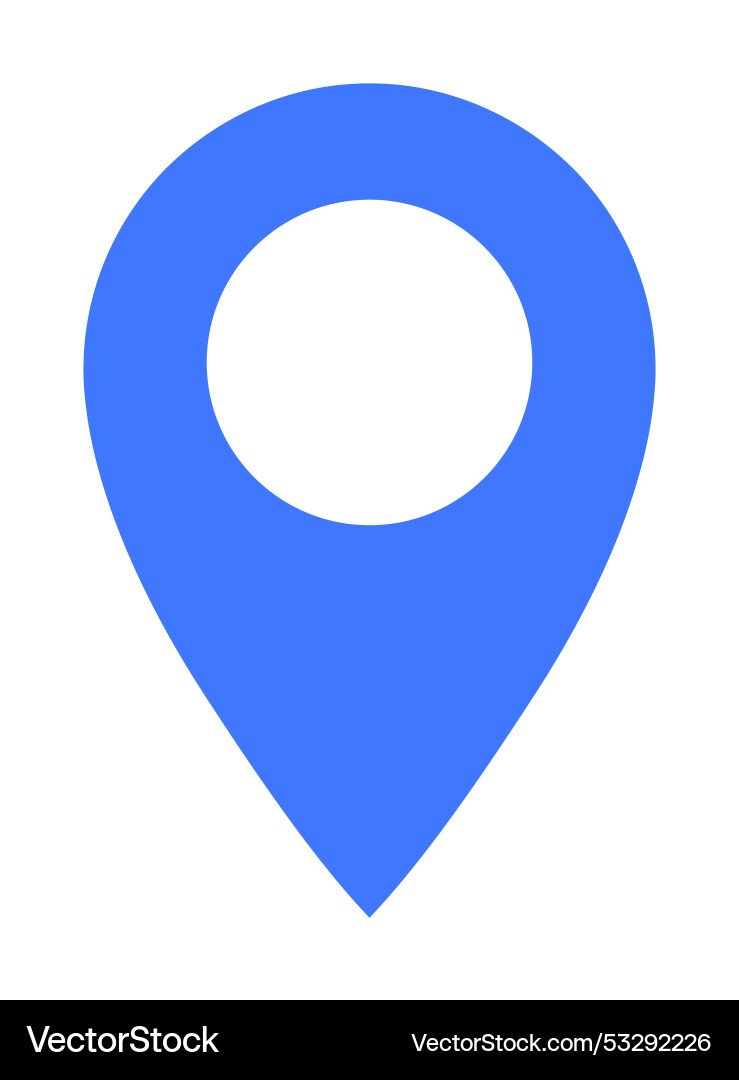 Blue location pin with white center indicating Vector Image