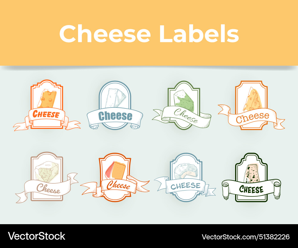 Cheese engraving pack label detailed retro Vector Image