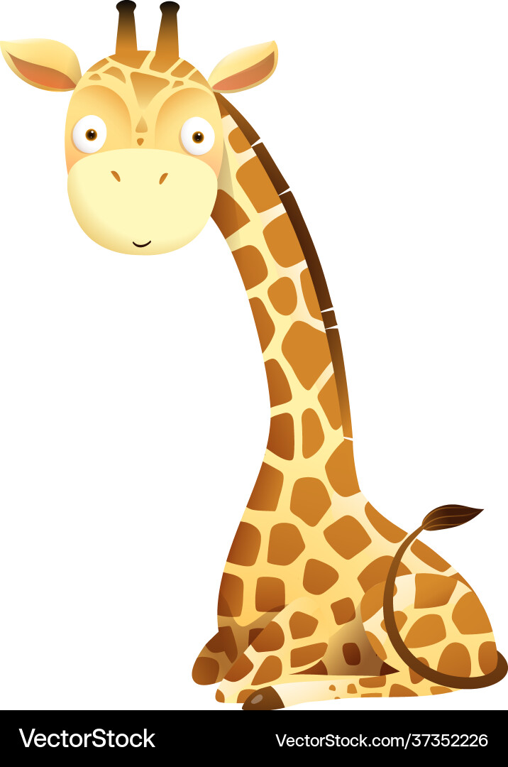 Cute baby giraffe sitting isolated clipart Vector Image