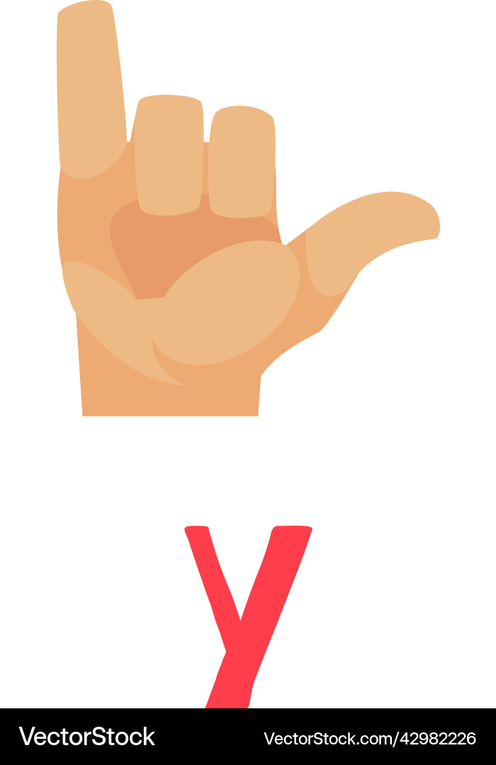Deaf alphabet y composition Royalty Free Vector Image