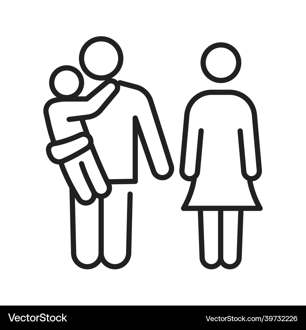 Family monochrome icon line Royalty Free Vector Image