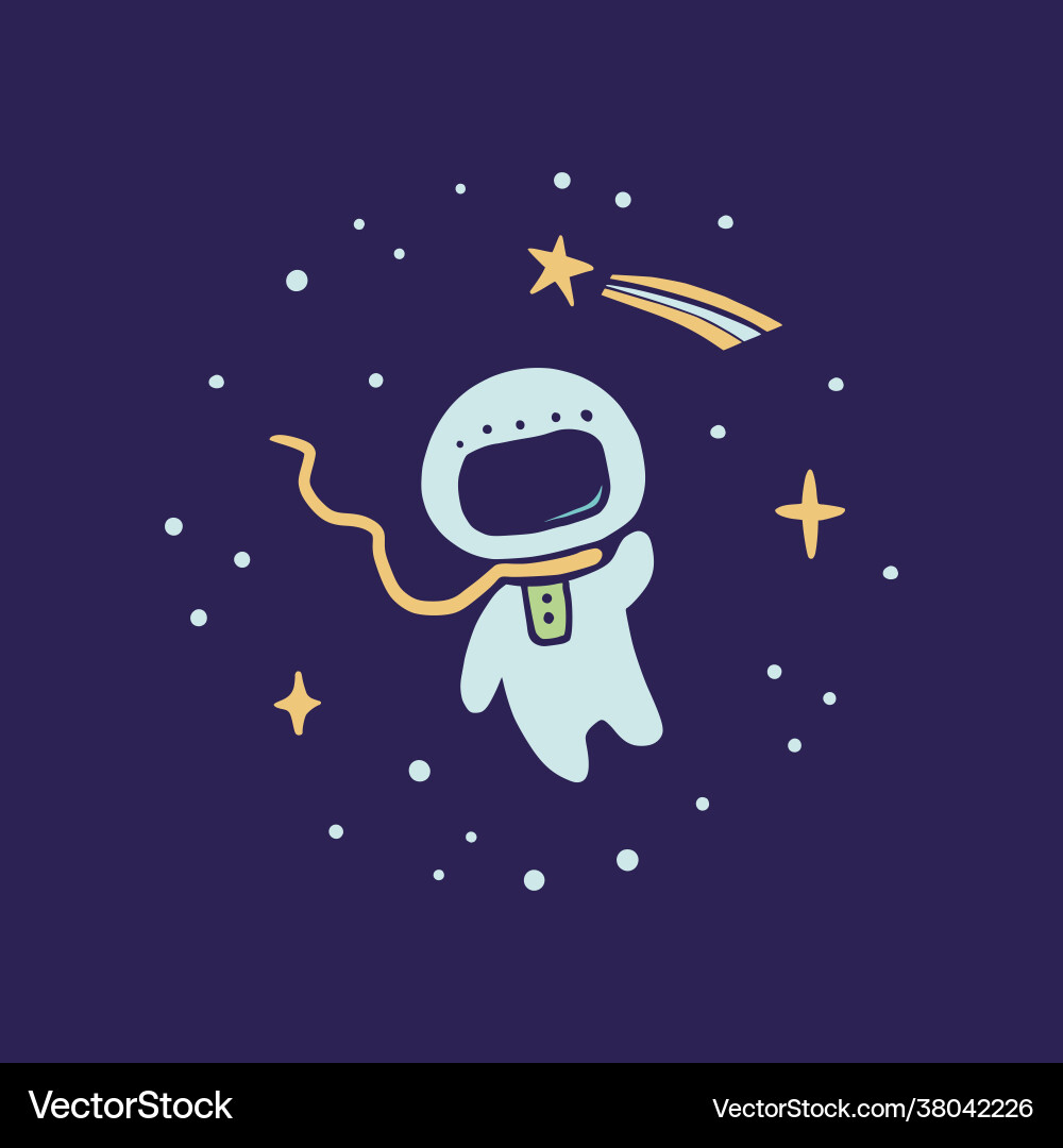 Flying to space cute cartoon astronaut Royalty Free Vector