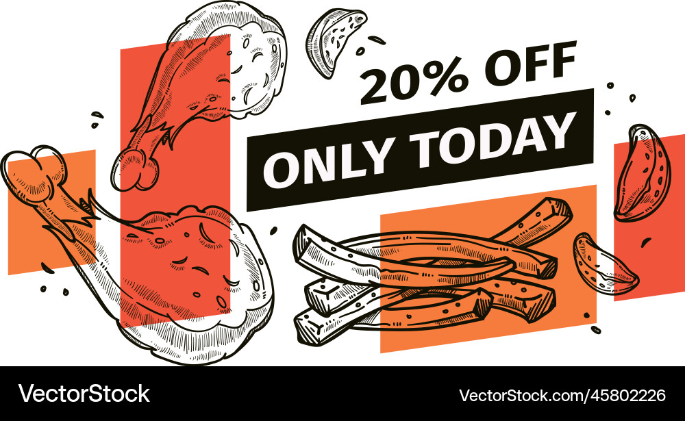 Get discount on dishes in restaurant banners Vector Image