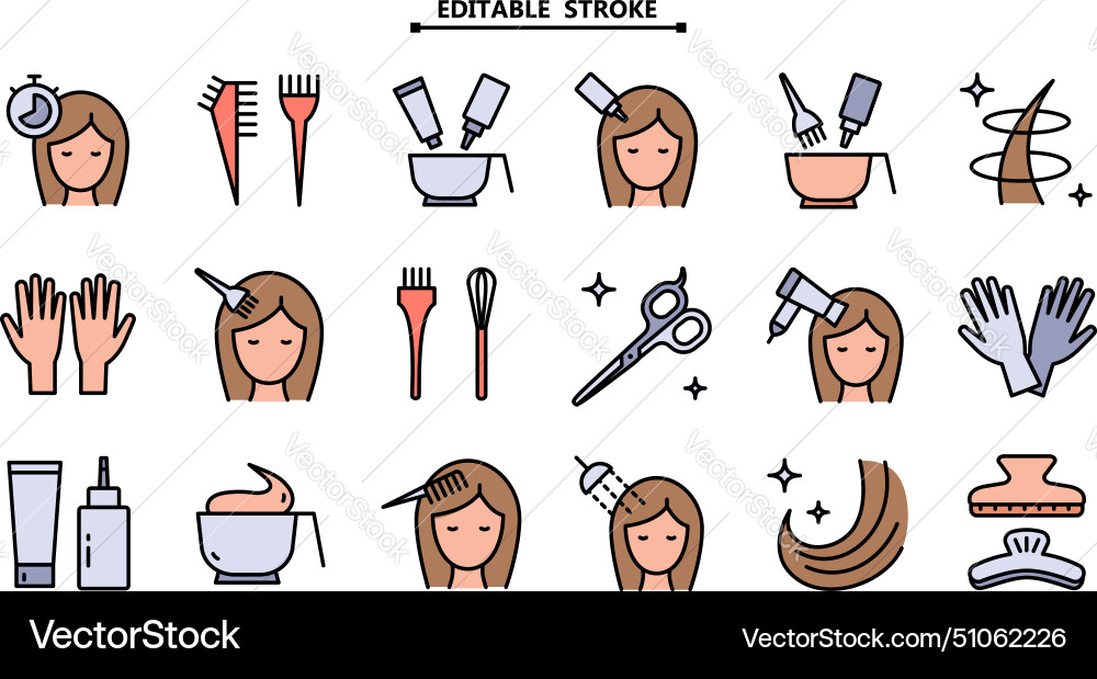 Hair coloring icon editable stroke permanent Vector Image