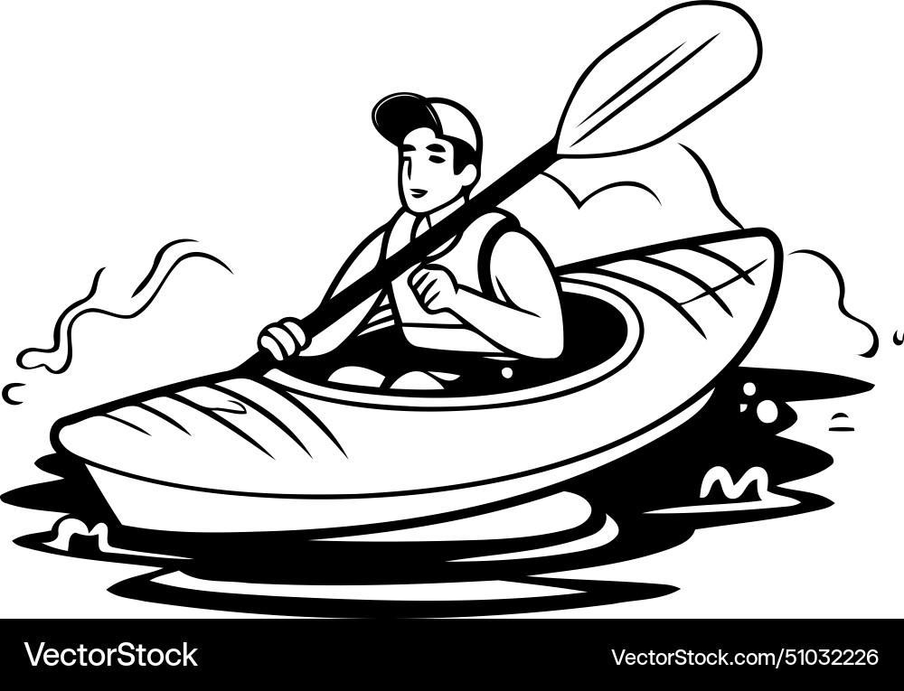 Kayaking isolated on white background cartoon Vector Image