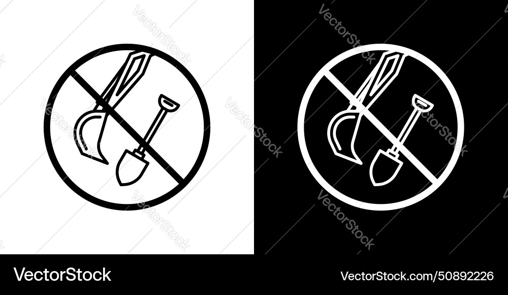 No digging sign icon set construction shovel work Vector Image