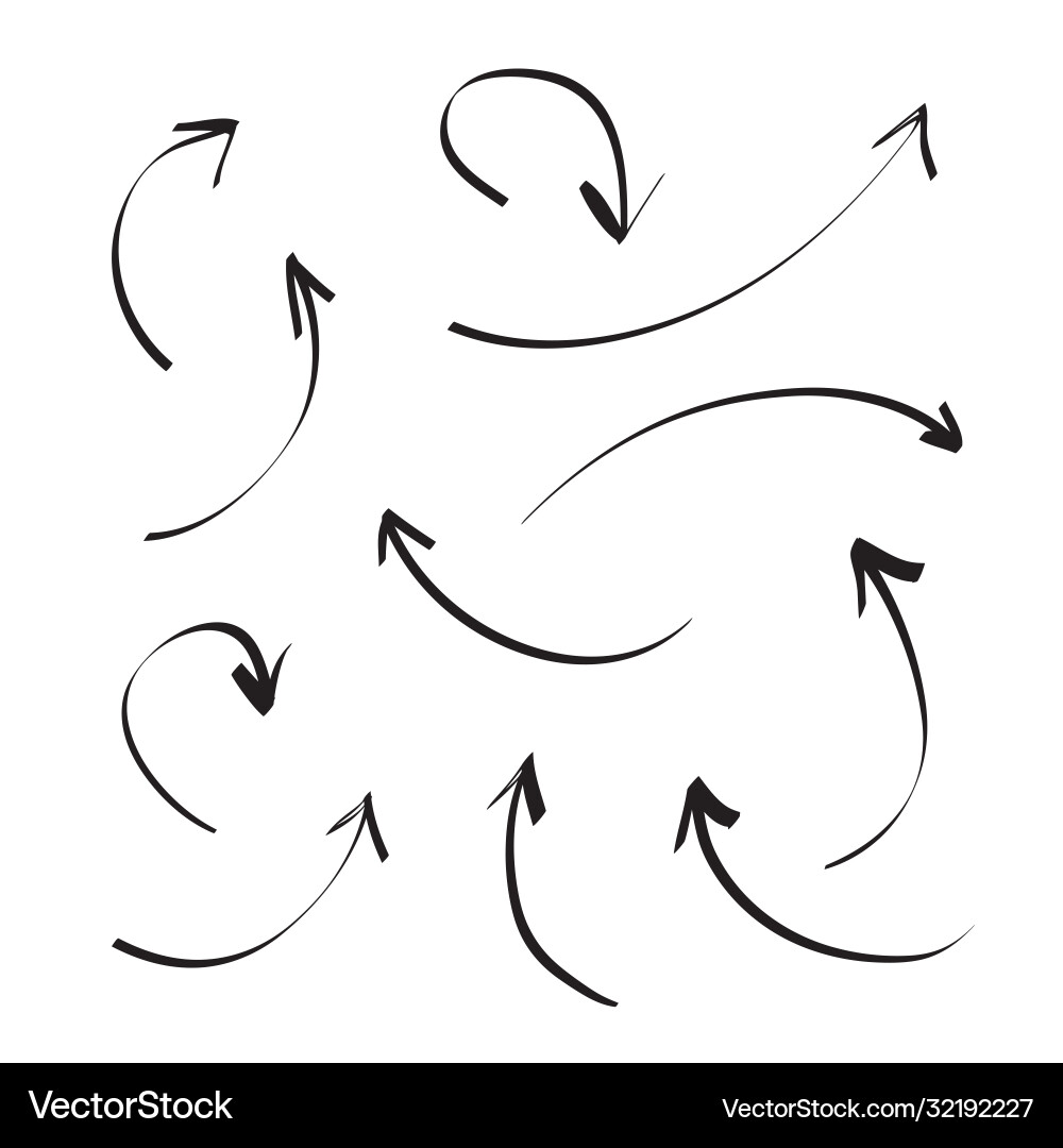 Pfeile Icons Hand gezeichnet editable set Vektorbild