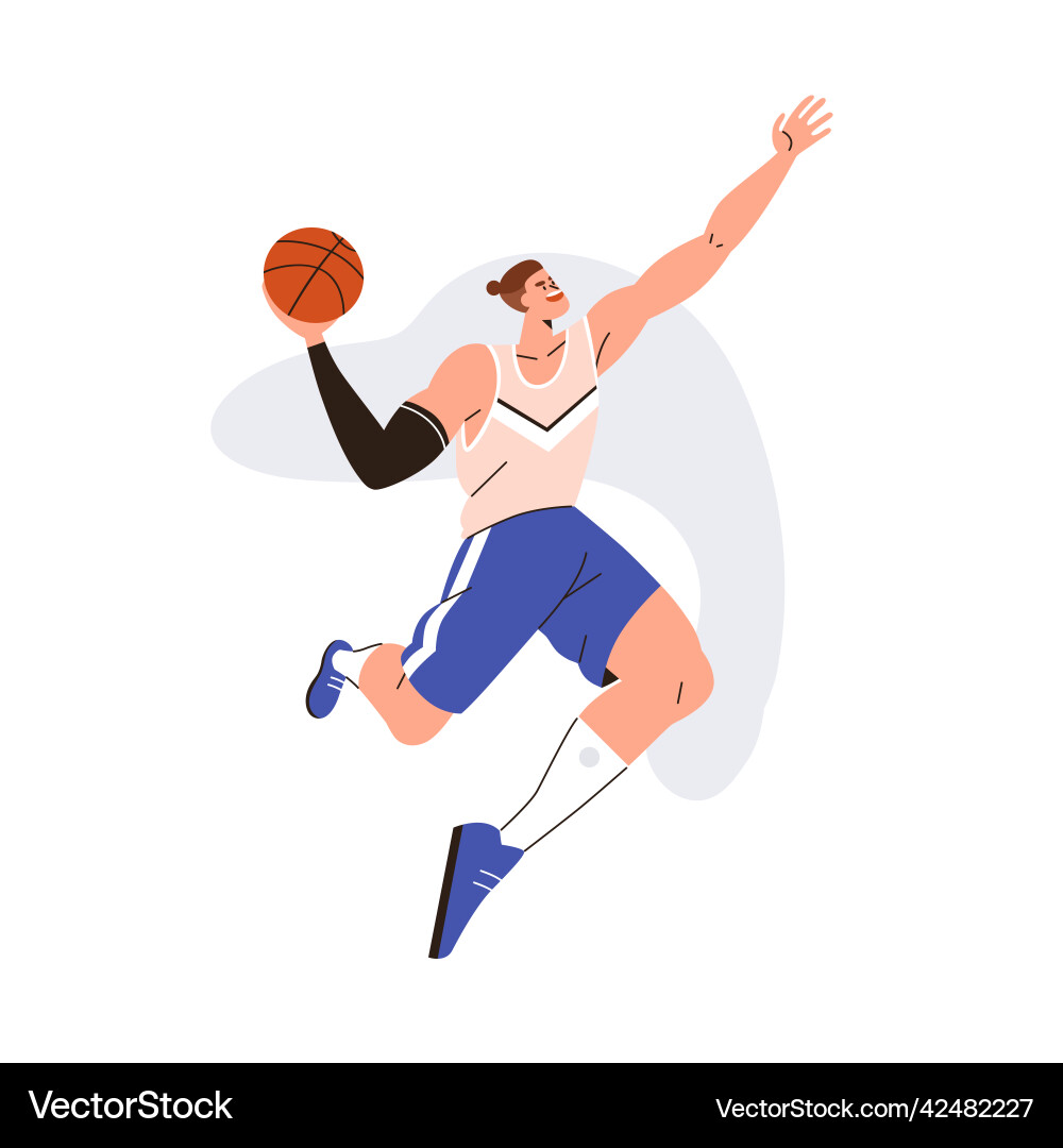 Basketball player with ball in hand throwing Vector Image