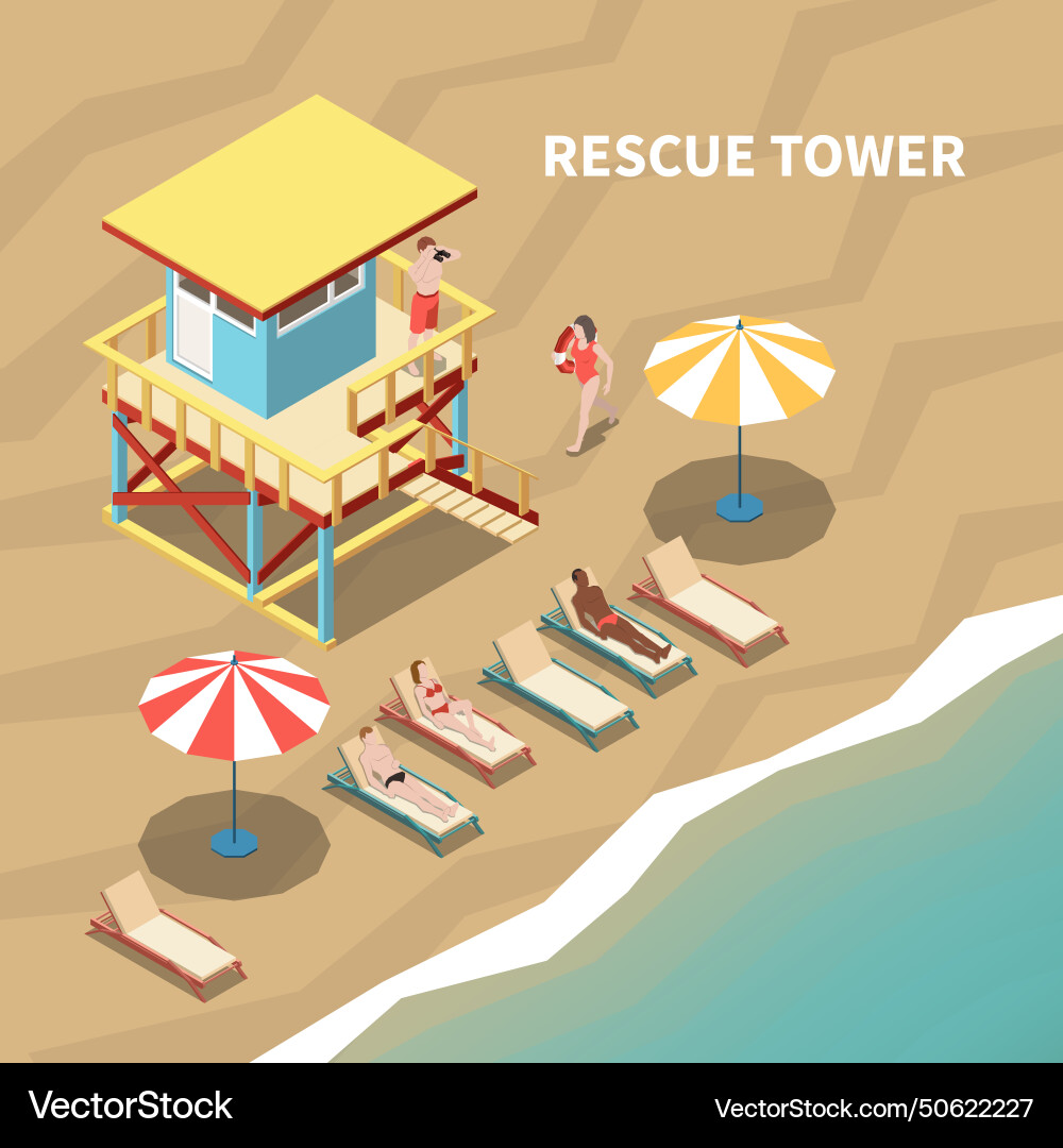 Lifeguards isometric Royalty Free Vector Image
