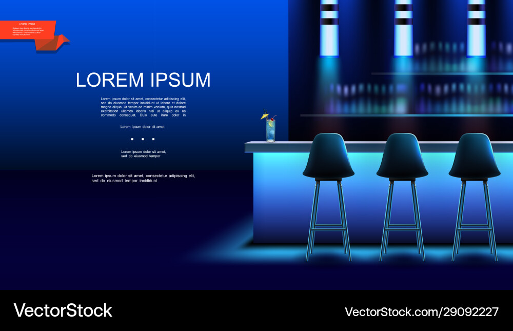 Realistic night bar interior background Royalty Free Vector