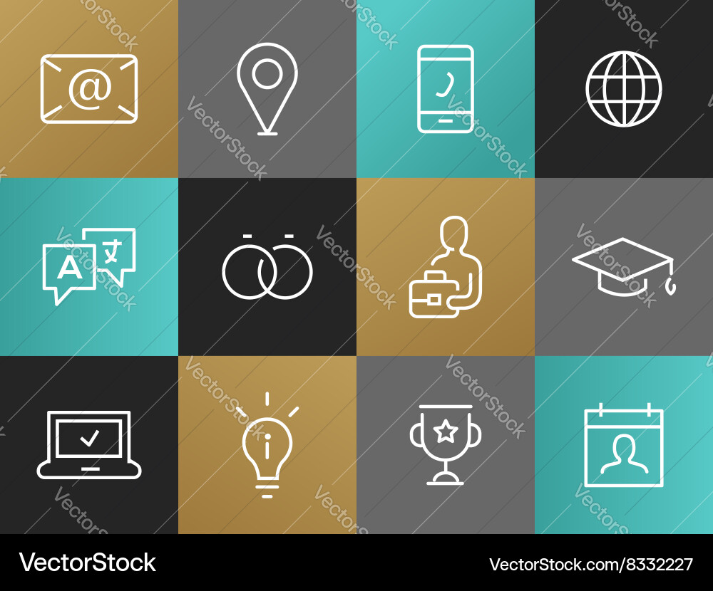 Single line resume pictograms set Royalty Free Vector Image