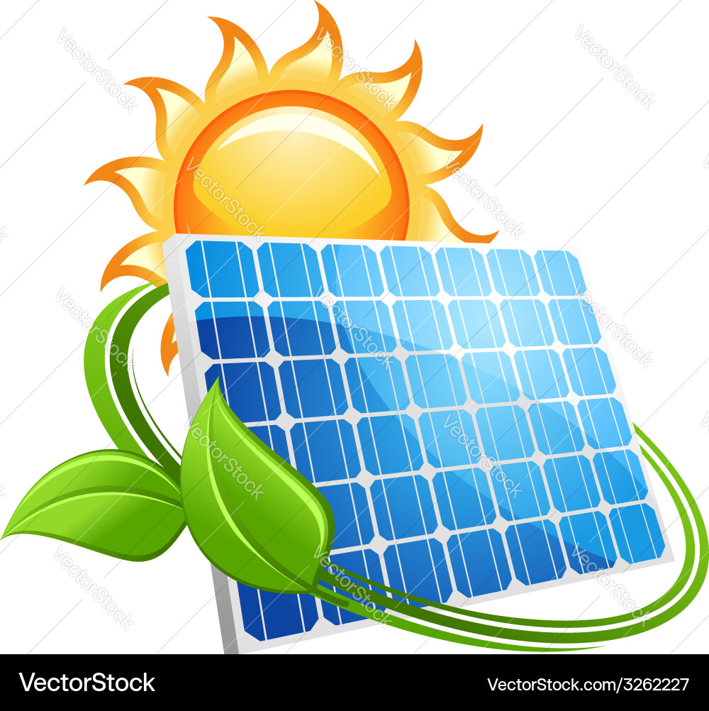 Solar panel and sun icon Royalty Free Vector Image